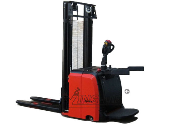 Red And Black 1.5T Full Electric Pallet Stacker With Standing Steering