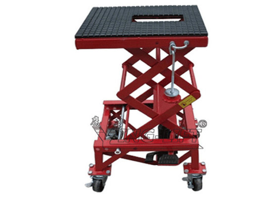 Motorcycle Scissor Lifting Table Equipment With Double Hook Foot Releasing