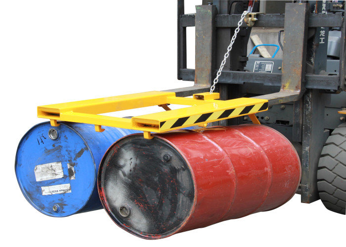 Horizontal Double Drum Grabber Forklift Attachment 900KG Load Capacity Forklift Drum Lifter