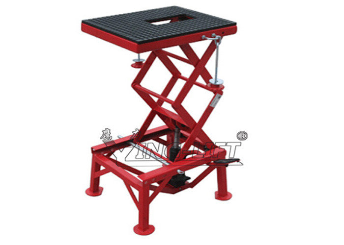 Motorcycle Scissor Lifting Table Equipment With Double Hook Foot Releasing