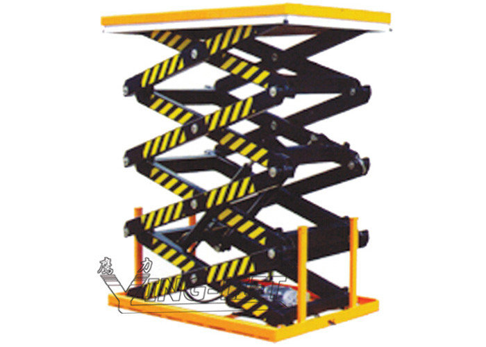 Yellow And Black Four Scissor Electric Lift Table Capacity 400 - 800kg For Cargo Transferring