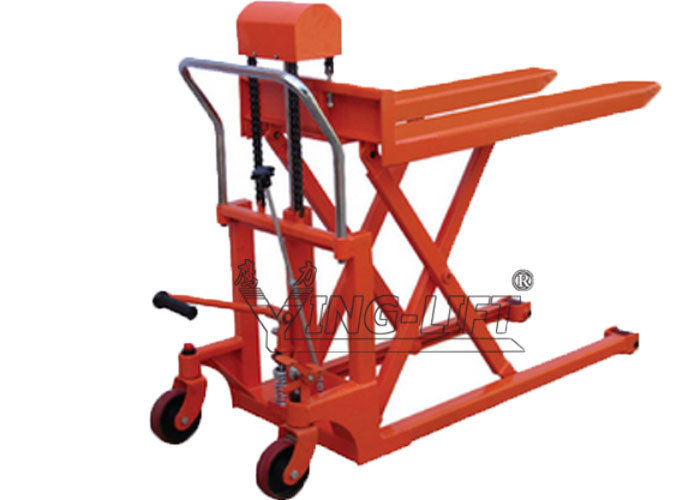 500kg Hydraulic Scissor High Lift Pallet Truck / Mobile Material Handling Equipment