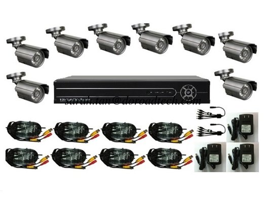 8CH H.264 DVR Kits, 8PCS 700TVL Waterproof Bullet Cameras DR-7408AV502E