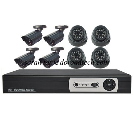 8CH(2CH D1 +6CH CIF ) H.264 DVR Kit, Bullet + Dome Analog CCTV Cameras DR-7108AV5023A