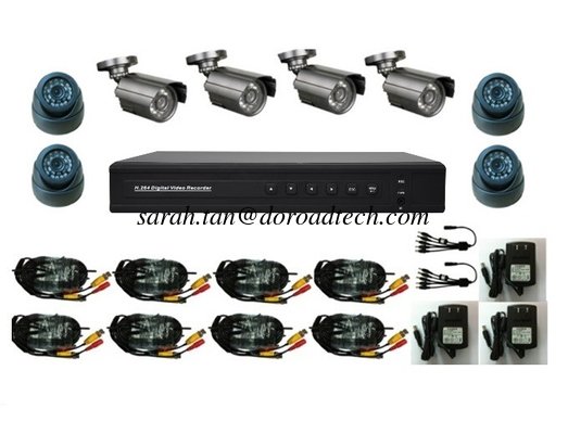 8CH H.264 DVR Kit, 4PCS 700TVL Bullet + 4PCS Dome CCTV Cameras DR-7208AV5023E