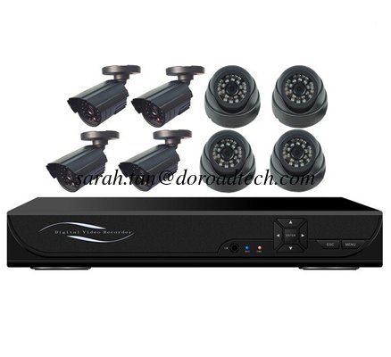 H.264 8CH Digital Video Recorder Kits, 4PCS Bullet + 4PCS Dome CCTV Cameras DR-7308AV5023A