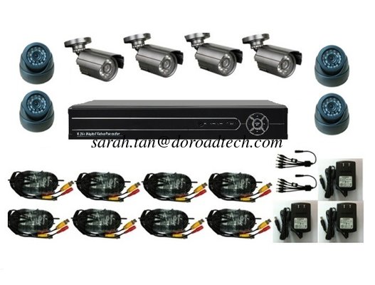 H.264 8CH DVR Kits, 4PCS Dome Cameras and 4PCS Bullet CCTV Cameras DR-7408AV5023A