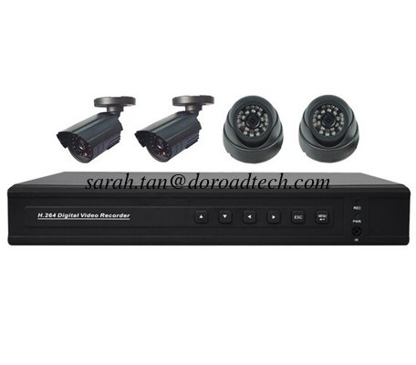 4CH H.264 FULL D1 DVR Kit, 2PCS 700TVL Dome + 2PCS Bullet CCTV Cameras DR-7204AV5023A