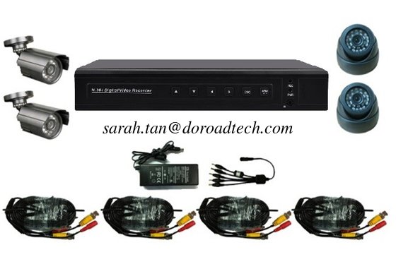 DVR CCTV Kits 4CH H.264 FULL D1 DVR and 4pcs 700TVL Dome + Bullet Cameras DR-6204V5023E