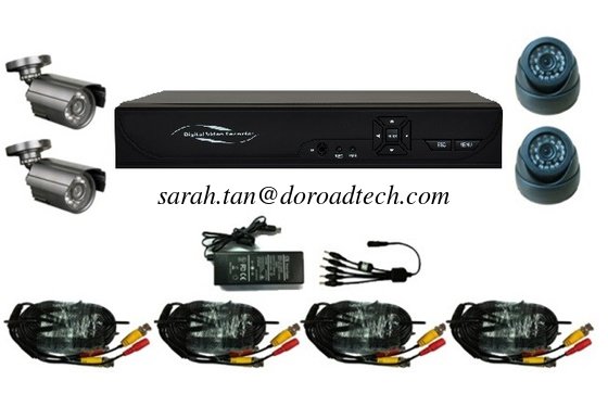 CCTV DVR Kits 4CH H.264 FULL D1 DVR and 4pcs Dome + Bullet Cameras DR-6304V5023C