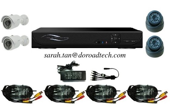 Security Camera System 4CH DVR and 700TVL IR Plastic Dome + Bullet Metal Cameras