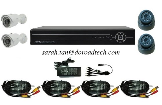 Home Camera Security 4CH DVR and 700TVL Plastic IR Dome + Metal Bullet Cameras