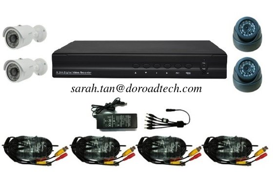 DVR Security Systems, 4CH DVR, Plastic Dome IR Cameras, Metal Bullet Cameras