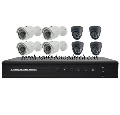 Surveillance CCTV System 8CH DVR Kits, 8CH DVR, Plastic + Metal IR CCTV Cameras