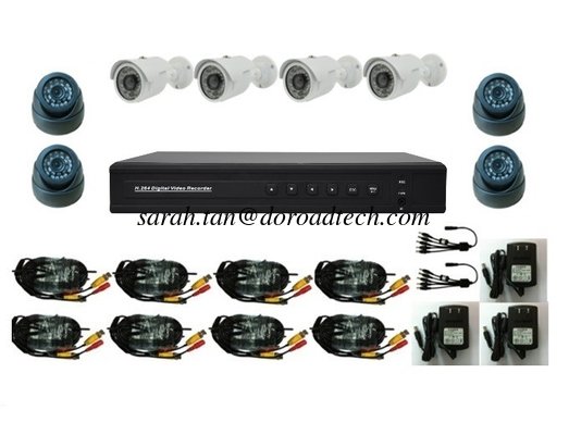 Surveillance CCTV System 8CH DVR Kits, 8CH DVR, Plastic + Metal IR CCTV Cameras