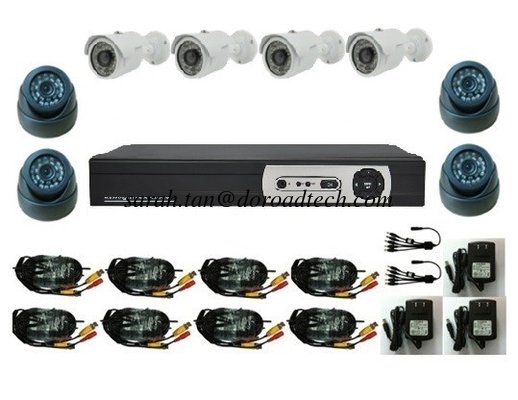 DVR CCTV Surveillance 8CH DVR Kits, 8CH DVR, Plastic + Metal IR CCTV Cameras