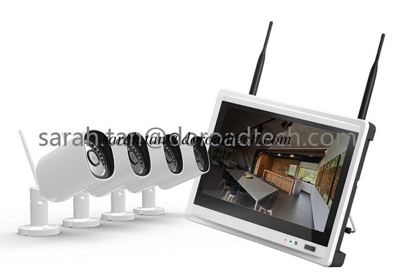 NVR with LCD Screen 4CH 720P Bullet WIFI IP Cameras Support P2P Wireless Surveillance System