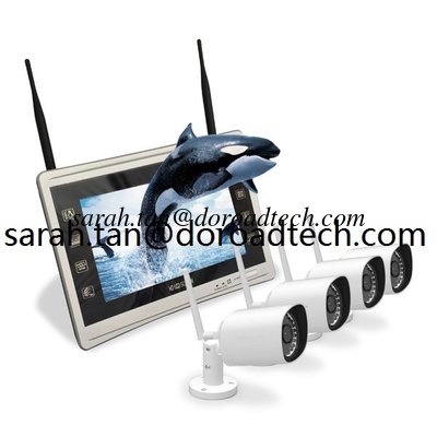 Wireless Home Video Surveillance System Wifi IP Cameras & NVR with 11 Inch Screen