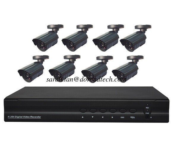 8CH H.264 DVR Kits, 8PCS Waterproof Bullet Analog CCTV Cameras DR-7508AV502A