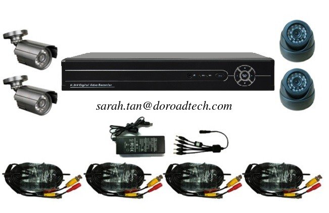 DIY CCTV Security System: 4CH H.264 FULL D1 DVR Kit, 700TVL Cameras + DVR DR-7404AV5023E