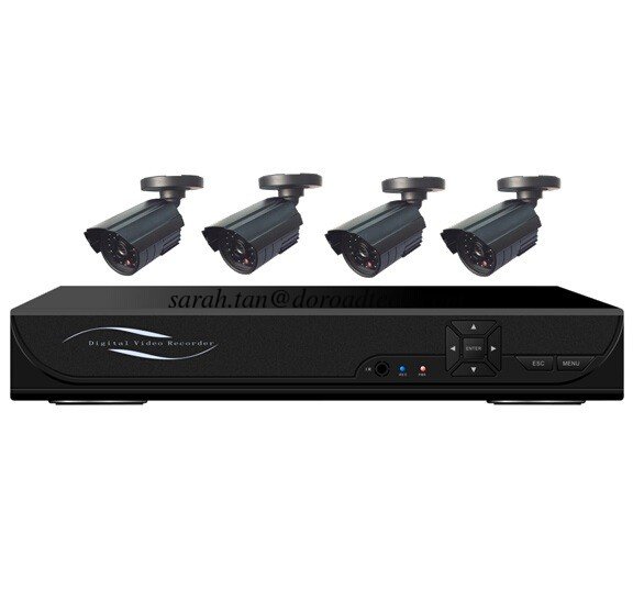 4CH DIY CCTV DVR Kits: 4CH H.264 FULL D1 DVR + 4PCS 700TVL Bullet Cameras DR-7304AV502E