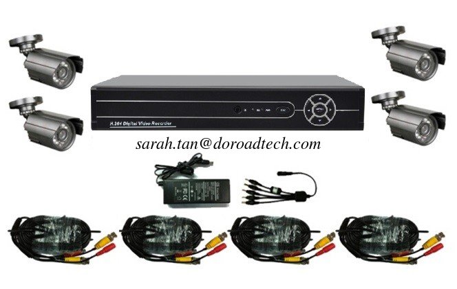 Surveillance Camera System 4CH H.264 FULL D1 Digital Video Recorder Kits DR-6404V502A
