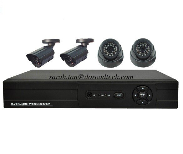 DVR Kits By 4CH H.264 FULL D1 DVR and 4pcs Dome + Bullet Cameras DR-6104V5023C
