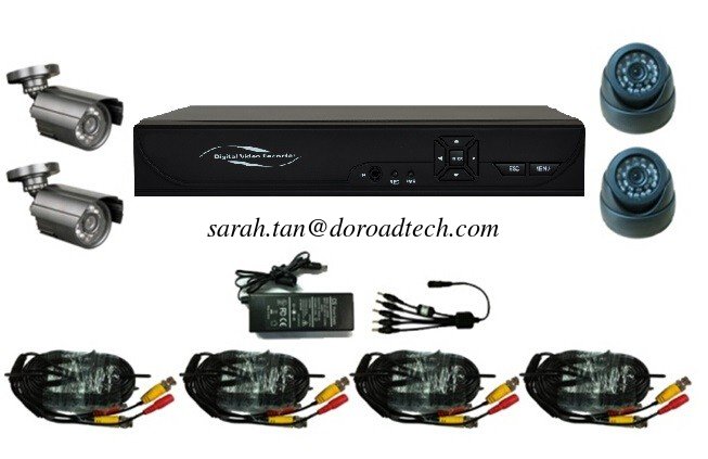 CCTV DVR Kit 4CH H.264 FULL D1 DVR and 4pcs Dome + Bullet Cameras DR-6304V5023A