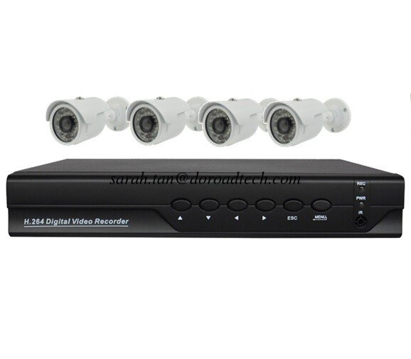 Home Surveillance Camera 4CH Standalone DVR and 4pcs IR Waterproof Cameras DR-6504V510C