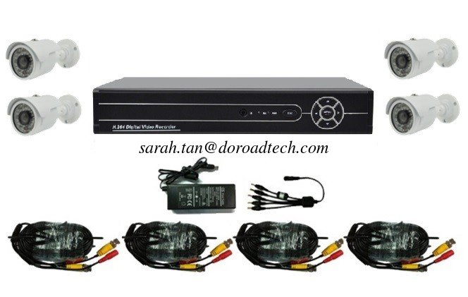 Home Camera System 4CH Standalone DVR and 4pcs IR Bullet Waterproof Cameras DR-6404V510A