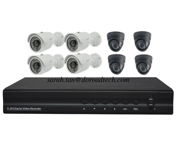 8CH DVR Kits Security Systems, 8CH DVR, Plastic Dome IR Cameras, Metal Cameras