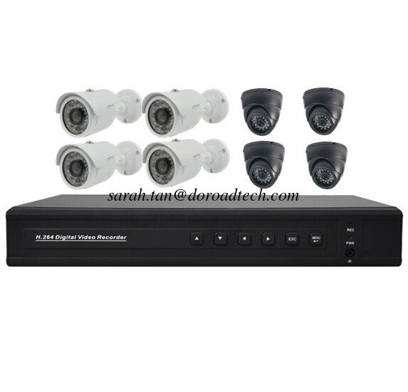 Surveillance CCTV System 8CH DVR Kits, 8CH DVR, Plastic + Metal IR CCTV Cameras