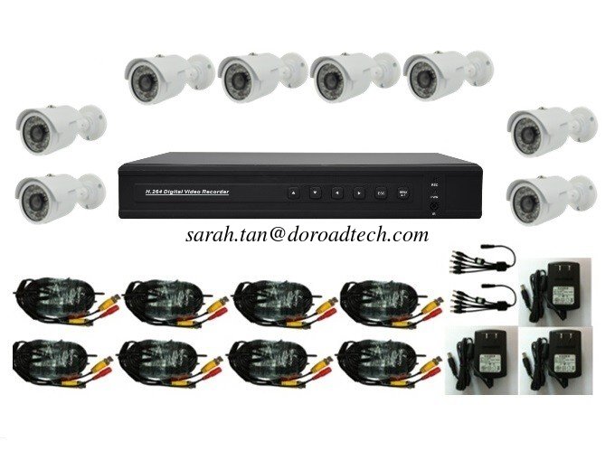 CCTV System 8CH DVR Kit, 8CH DVR + 8PCS Metal IR Bullet CCTV Security Cameras