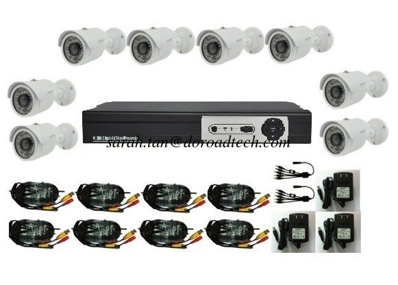 CCTV 8CH DVR Kits, 8CH DVR + 8PCS Metal Bullet CCTV Security IR Cameras