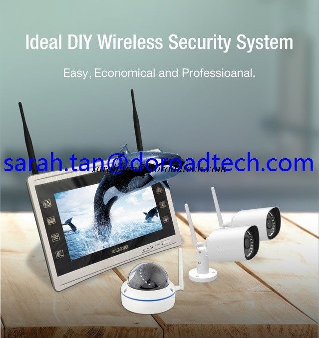 High Quality 4CH Wifi IP Cameras 960P Wireless NVR with 11" HD LCD Display Screen
