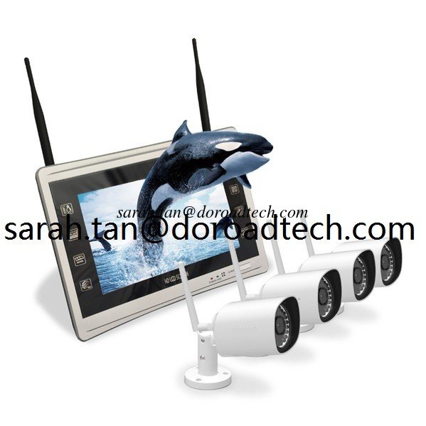 Wireless Home Video Surveillance System Wifi IP Cameras & NVR with 11 Inch Screen