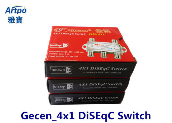 Interruptor por satélite de DiSEqC de los accesorios de Gecen GD-41C 4*1 DVB para el receptor del FTA DVB-S2