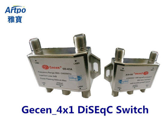 Interruptor por satélite de DiSEqC de los accesorios de Gecen GD-41C 4*1 DVB para el receptor del FTA DVB-S2