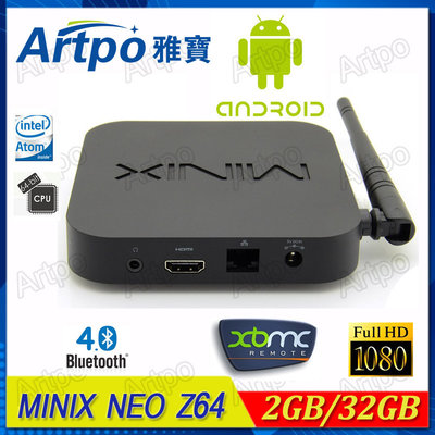 CAJA NEA Z3735F 2G/32G quad-core 1080P del átomo TV de MINIX Z64 Android4.4 Intel