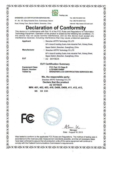 China Shenzhen Artpo Technology Co., Ltd. certification