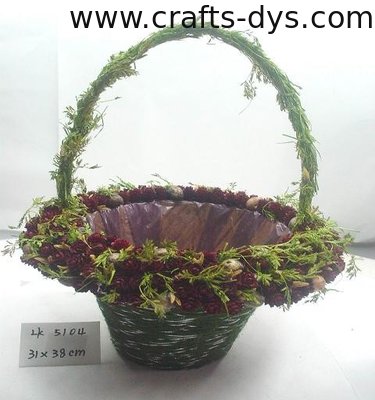 Handmade basket,artificial crafts for holiday gifts ornaments and decoration,branches and bark and seeds made