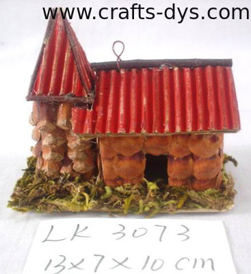 Handmade small house,size:13×7×10cm,Natural material holiday decoration and home decoration