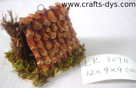 Handmade small house,size:13×7×10cm,Natural material holiday decoration and home decoration