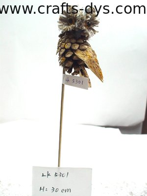 Handmade owl,Length:29.5cm,bark and grass easter day’s gifts and garden ornament