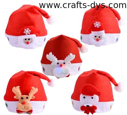 Christmas decorations Christmas hat belt design decorative pattern non-woven adult luminous Christmas hat children gifts
