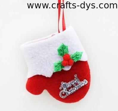 Mini Christmas boots and  gloves Christmas  decorations hang on Christmas tree