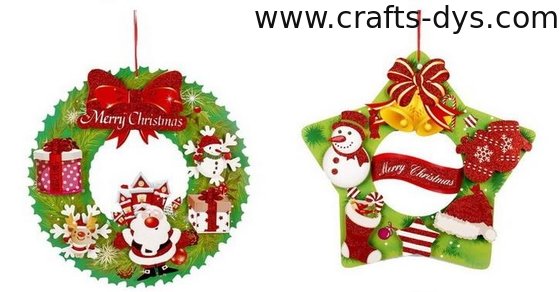 Christmas decorations paper card welcome door window ornaments hung on Santa snowman was hanger