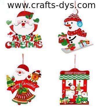 Christmas decorations paper card welcome door window ornaments hung on Santa snowman was hanger