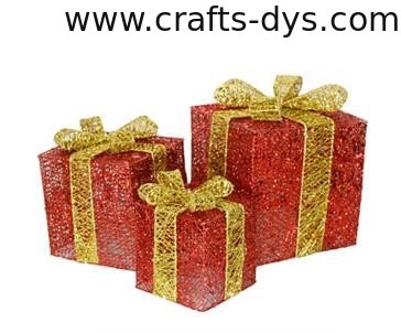 Christmas decorations, wrought iron box, bowknot Christmas gift box window set decoration supplies
