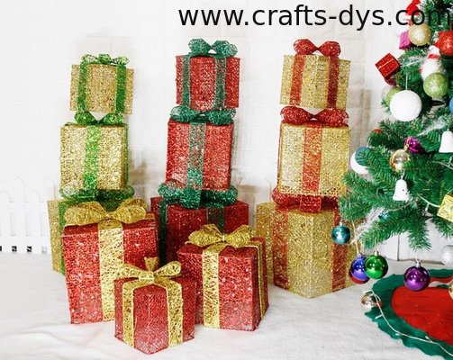 Christmas decorations, wrought iron box, bowknot Christmas gift box window set decoration supplies